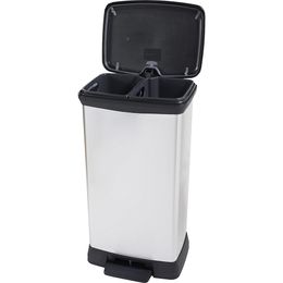 Tretm&uuml;lleimer DECOBIN, eckig, Volumen 2 x 23 l, HxBxT 730 x 300 x 400 mm, silber kaiserkraft