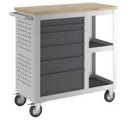 Werkzeugwagen, Breite 965 mm, mit 6 Schubladen + 2 Ablagen, Korpus lichtgrau kaiserkraft