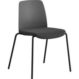 Stuhl Helmer, Sitz gepolstert, Lehne Kunststoff, VE 4 Stk, Sitz dunkelgrau/schwarz, Gestell schwarz kaiserkraft