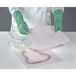 PIG HazMat Chemikalien-Bindevliesmatte, S&auml;ure neutralisierend, Heavy-Weight-Ausf&uuml;hrung, im Spenderkarton, BxL 280 x 300 mm, VE &agrave; 25 Stk