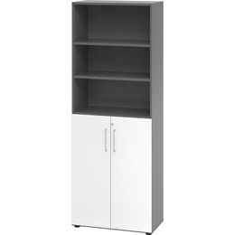 VERA-ZWO - B&uuml;roschrank, HxBxT 2156 x 800 x 420 mm, graphit / wei&szlig; kaiserkraft