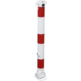 Schake Absperrpfosten, &Oslash; 76 mm, wei&szlig; / rot, klappbar, mit 2 &Ouml;sen