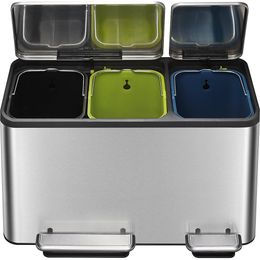 EKO Tretabfallsammler, Volumen 3 x 15 l, BxHxT 605 x 492 x 321 mm, Edelstahl, 3fach-Sammler