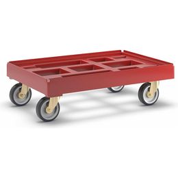Transportroller, LxB 610 x 410 mm, aus HDPE, verschweißt, feuerrot kaiserkraft