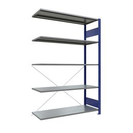 eurokraft pro Steckregal, einreihig, Fachboden-BxT 1300 x 500 mm, blau, Höhe 2000 mm, Anbauregal