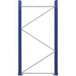 eurokraft pro Palettenregal-Stützrahmen, zerlegt, enzianblau RAL 5010 / verzinkt, HxT 2100 x 1100 mm