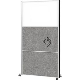 Maul Stellwandsystem Maulconnecto, 2x Akkustik, 1x Whiteboard, weiß/dunkelgrau, Rollen