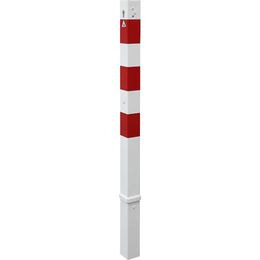 Schake Absperrpfosten, 70 x 70 mm, wei&szlig; / rot, herausnehmbar mit Profilzylinder, ohne &Ouml;se