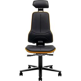 bimos NEON Arbeitsdrehstuhl, Rollen, Kopfst&uuml;tze, Synchronmechanik, Kunstleder, Flexband orange