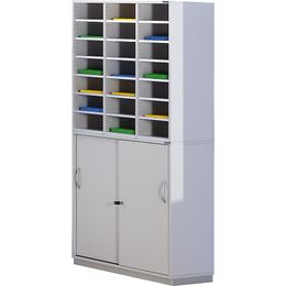 eurokraft pro Sortieraufsatz mit Unterschrank, HxBxT 1864 x 913 x 420 mm, 21 F&auml;cher, lichtgrau