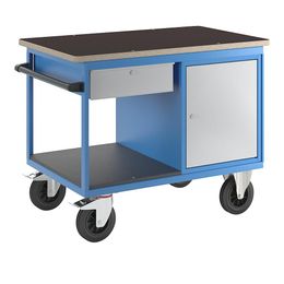 eurokraft pro Montagewagen, 1 Schrank, 1 Schublade, Korpus lichtblau, Fronten in Wei&szlig;aluminium