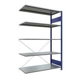 eurokraft pro Steckregal, einreihig, Fachboden-BxT 1300 x 600 mm, blau, Höhe 2000 mm, Anbauregal