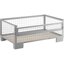 Gitterbox, niedrige Bauform, 1 L&auml;ngswand halb abklappbar, ab 1 St&uuml;ck kaiserkraft