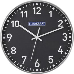 eurokraft pro Wanduhr, Ø 300 mm, Quarzuhrwerk, Zifferblatt graphitgrau