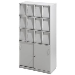 eurokraft pro Klappenschrank, mit 12 Klappen und Schiebet&uuml;rschrank, HxBxT 1864 x 1000 x 420 mm