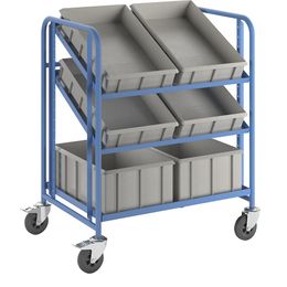 eurokraft pro Eurokasten-Etagenwagen, mit 6 K&auml;sten, LxBxH 885 x 620 x 1100 mm