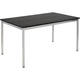 eurokraft basic Mehrzwecktisch, rechteckig, BxH 1400 x 740 mm, Tiefe 800 mm, Platte Esche-Dekor dunkelgrau, Gestell weißaluminium