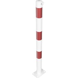 Schake Absperrpfosten, &Oslash; 60 mm, wei&szlig; / rot, zum Aufd&uuml;beln, mit 1 &Ouml;se