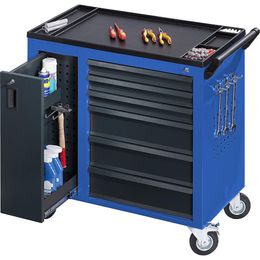 eurokraft pro Werkstattwagen JUMBO, mit Vertikalauszug und 6 Schubladen, HxBxT 935 x 900 x 460 mm, enzianblau