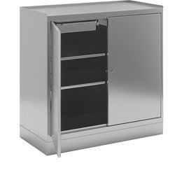 Edelstahl-Werkzeugschrank, mit 2 Fachb&ouml;den und 2 Schubladen, HxBxT 1000 x 1000 x 500 mm kaiserkraft