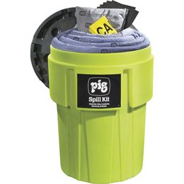 PIG Notfall-Kit im 360-l-Signalfarbenbehälter, Ausführung universal, absorbiert 226,5 l