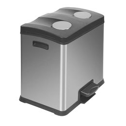 EKO Pedal-Abfallsammler, Volumen 2 x 12 l, BxHxT 382 x 431 x 405 mm, Edelstahl, matt