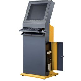 PC-Terminal, HxBxT 1600 x 650 x 600 mm, schiefergrau / melonengelb kaiserkraft