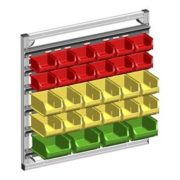 Wandregal mit Sichtlagerkästen, HxB 670 x 660 mm, mit 28 Kästen kaiserkraft