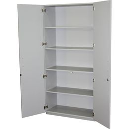 eurokraft pro Flügeltürenschrank, HxBxT 1864 x 913 x 440 mm, 4 Fachböden, lichtgrau RAL 7035 mit Doppelflügeltür