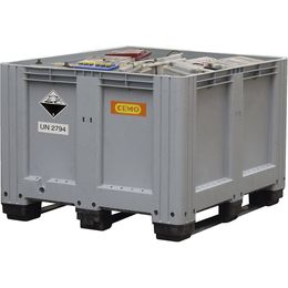 CEMO Altbatterie-Lager- und Transportbox, aus PE, Volumen 610 l, mit 3 Kufen