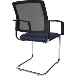 Topstar Netz-Stapelstuhl, Freischwinger, VE 2 Stk, Sitz blau, Gestell chrom