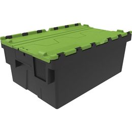 Mehrweg-Stapelbeh&auml;lter, LxBxH 600 x 400 x 250 mm, schwarz/gr&uuml;n kaiserkraft