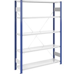 eurokraft pro Steckregal, Bauart leicht, einseitig, HxBxT 2000 x 1300 x 400 mm, blau/grau, Grundregal