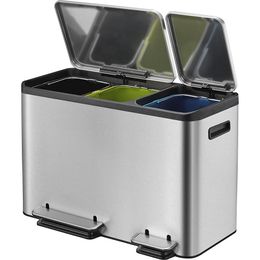 EKO Tretabfallsammler, Volumen 3 x 12 l, BxHxT 605 x 392 x 321 mm, Edelstahl, 3fach-Sammler