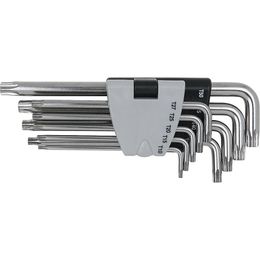 KS Tools Edelstahl-Winkelstiftschl&uuml;ssel-Satz lang, Torx mit Stirnlochbohrung, 9 Teile