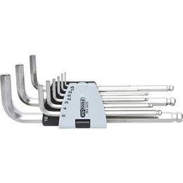 KS Tools Edelstahl-Winkelstiftschl&uuml;ssel-Satz, Innensechskant mit Kugelkopf, 9 Teile