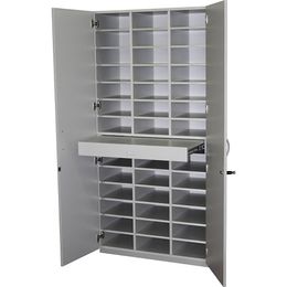 eurokraft pro Sortierschrank mit Flügeltüren und Sortiertisch, HxBxT 1864 x 913 x 440 mm, 39 Fächer, lichtgrau RAL 7035
