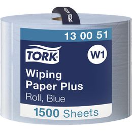 Tork Mehrzweck-Papierwischt&uuml;cher, stark, Hybrid-Qualit&auml;t, 2-lagig, blau, VE 1 Rolle, 1500 Blatt/Rolle
