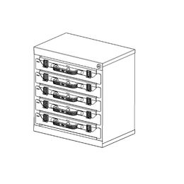 eurokraft pro Turm mit Sortimentskoffern, HxBxT 434 x 416 x 256 mm, 5 Koffer, 75 Systemdosen