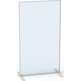 Trennwand aus Acrylglas, HxBxT 1805 x 1000 x 480 mm, mit Füßen, RAL 9006 weißalu kaiserkraft