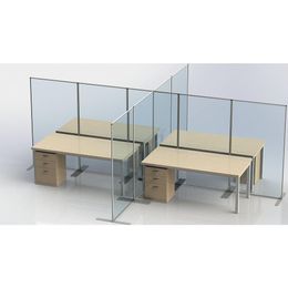 Trennwand aus Acrylglas, HxBxT 1805 x 1000 x 480 mm, mit F&uuml;&szlig;en, RAL 9006 wei&szlig;alu kaiserkraft