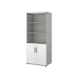 Schrank Portland, BxT 800 x 420 mm, H 1845 mm, T&uuml;rh&ouml;he 700 mm, lichtgrau / wei&szlig; kaiserkraft