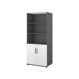 Schrank Portland, BxT 800 x 420 mm, H 1845 mm, T&uuml;rh&ouml;he 700 mm, dunkelgrau / wei&szlig; geb&uuml;rstet kaiserkraft