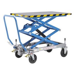 eurokraft pro Doppelscheren-Hubtischwagen, Tragf&auml;higkeit 500 kg, Hubbereich 510 - 1800 mm, Vollgummireifen