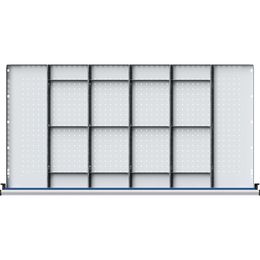 ANKE Schubladeneinteilung, f&uuml;r H&ouml;hen 180 - 360 mm, f&uuml;r Breite 1200 mm, 5 Trennw&auml;nde, 15 Steckw&auml;nde