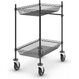 Drahtgitter-Tischwagen, schwarz, mit 2 K&ouml;rben, LxBxH 760 x 460 x 1025 mm kaiserkraft