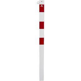 Schake Absperrpfosten, 70 x 70 mm, wei&szlig; / rot, zum Einbetonieren, mit 1 &Ouml;se