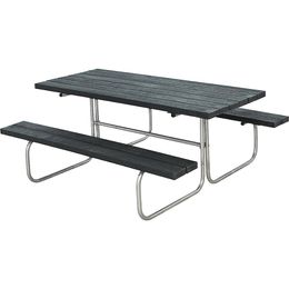 Gruppensitzbank für 6 Personen, LxT 1770 x 1600 mm, Recycling-Kunststoff-Planken, schwarz kaiserkraft
