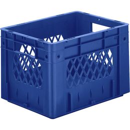 Schwerlast-Euro-Behälter, Polypropylen, Volumen 23,3 l, LxBxH 400 x 300 x 270 mm, Wände durchbrochen, Boden geschlossen, blau, VE 4 Stk kaiserkraft