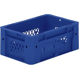 Schwerlast-Euro-Behälter, Polypropylen, Volumen 4,1 l, LxBxH 300 x 200 x 120 mm, Wände durchbrochen, Boden geschlossen, blau, VE 8 Stk kaiserkraft